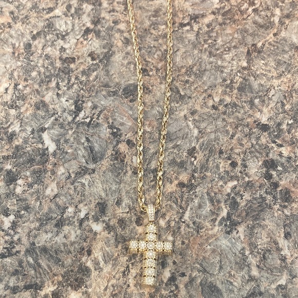 Other | 14k Gold And Diamond Cross From Marchellothejeweler Comes With ...